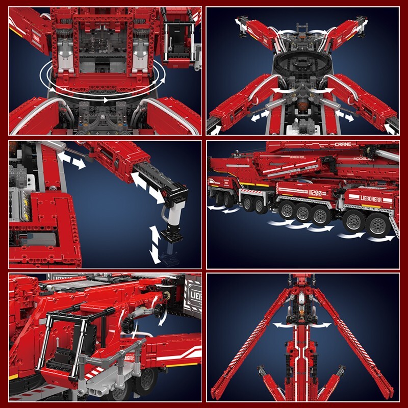 Mould King 17008 Red Crane Truck Liebherr LTM 11200 Building Block RC ...