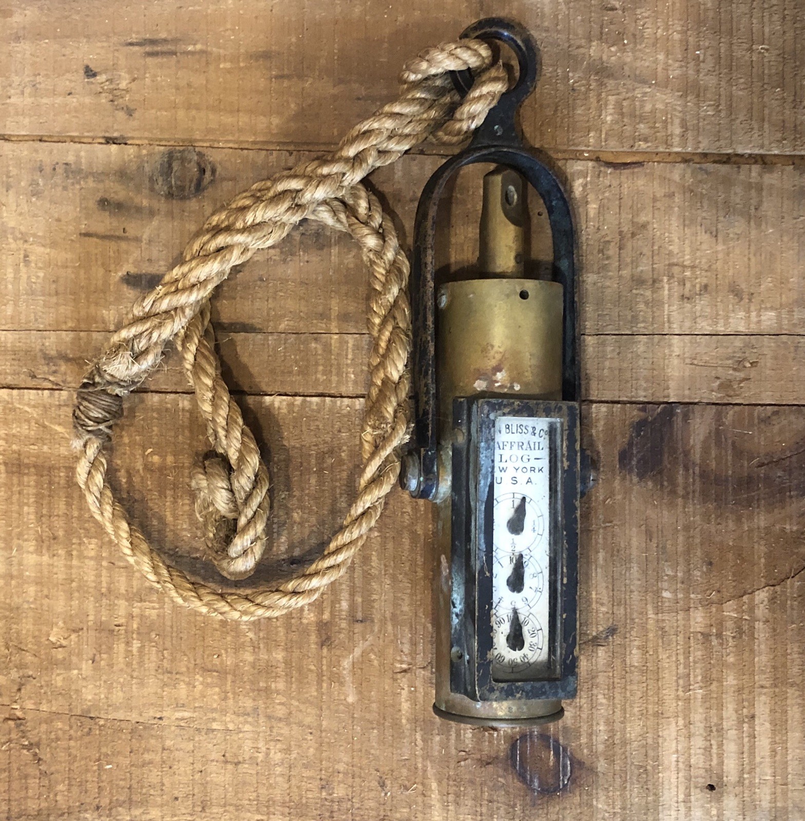 Antique Bliss American TAFFRAIL LOG Brass John Bliss With Original Box ...