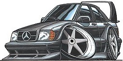 Cartoon car t-shirt Mercedes 190E cosworth EVO 2 ii dtm racing benz ...