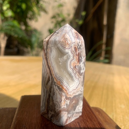 103g natural Mexican striped agate obelisk quartz crystal wand point ...