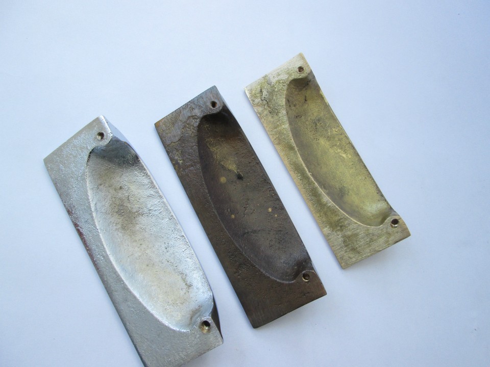 SOLID BRASS RECTANGULAR CUP DRAWER CUPBOARD CABINET WARDROBE DOOR PULL ...