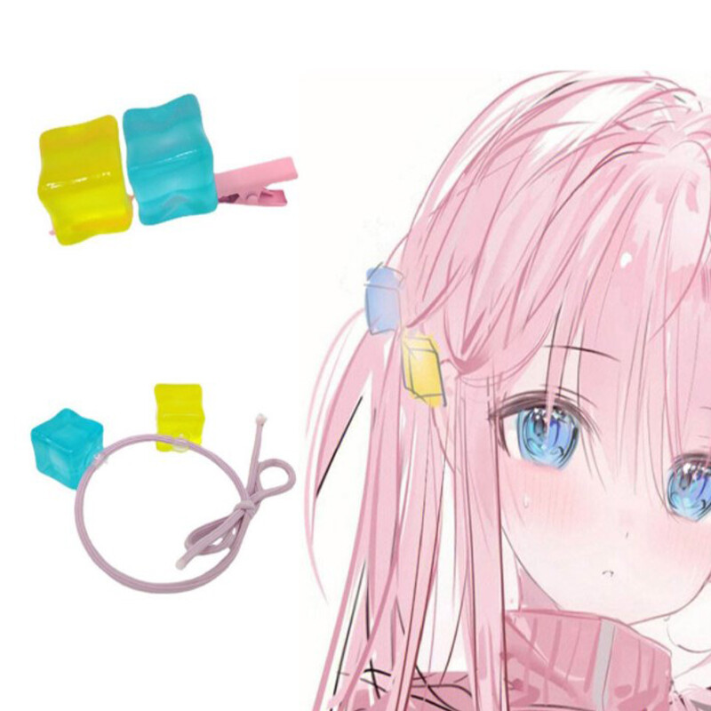 Anime BOCCHI THE ROCK Hair Rope Yellow Blue Ice Cube Elastic Hair Tie ...