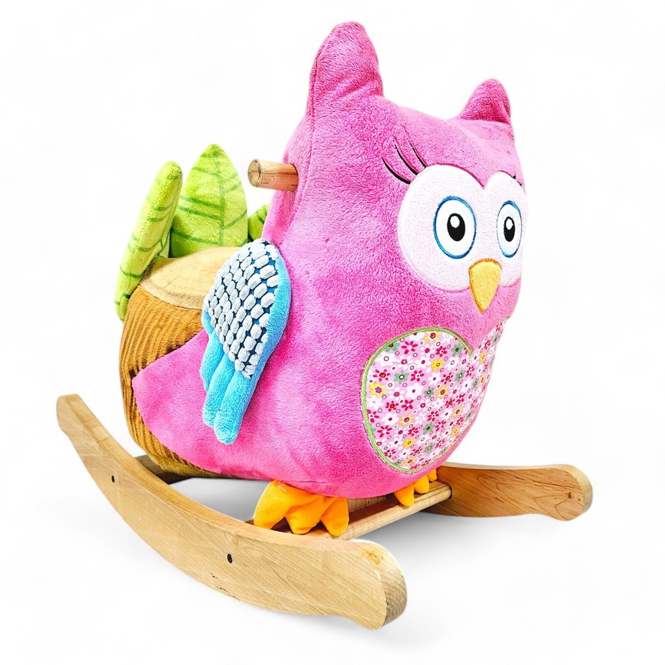 RockAbye Owlivia Plush Pink Owl Musical Child's Rocker Educational Toy ...