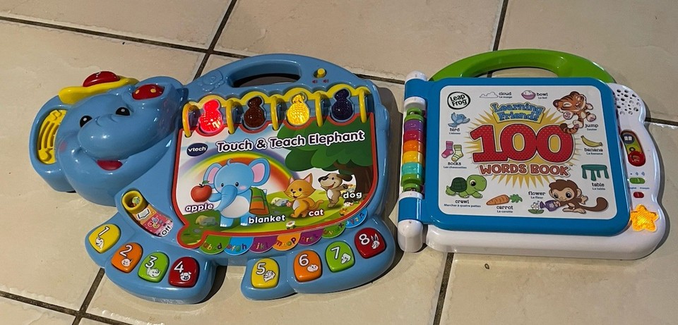 Vtech Touch & Teach Elephant & Leap Frog Learning Friends 100 Words ...