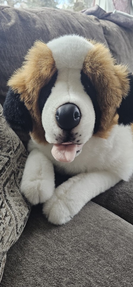 VINTAGE PRIMA CLASSIC REALISTIC PLUSH SAINT BERNARD DOG LARGE 30" PLUSH ...