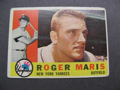 1960 Topps Baseball Card # 377 Roger Maris, Very Good / Good Condition ...