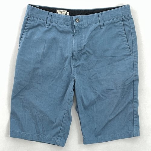 Volcom Mens Vmonty Chinos Shorts Blue Flat Front Pockets Classic Rise ...