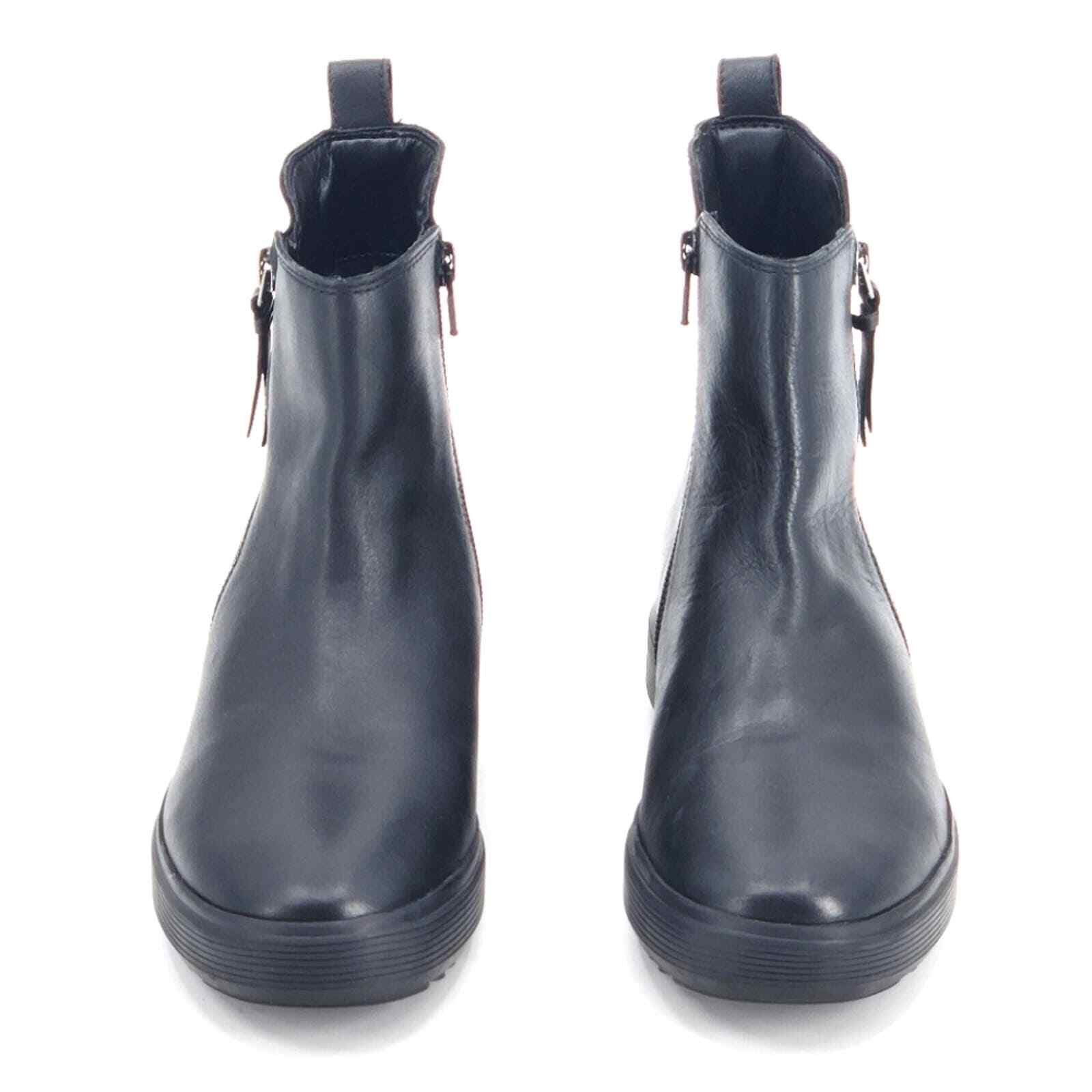 Naturalizer Talise Black Leather Platform Ankle Boots… - Gem