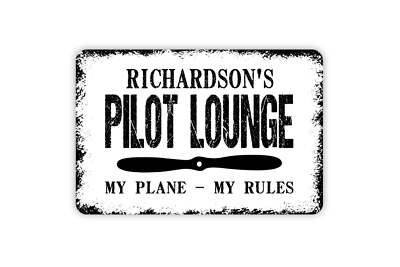 Personalized Pilot Lounge My Plane My Rules Sign - Custom Airplane ...