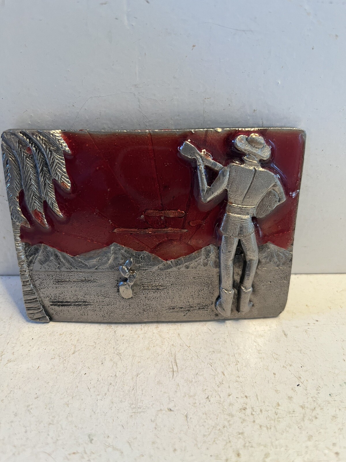 1978 guitar player over sunset antique belt buckle - Gem