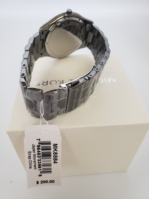 Michael Kors Slim Runway Gunmetal Stainless Steel Bracelet Watch MK8584 ...