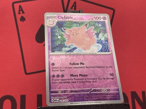 Clefable 036/165 Reverse Holo Scarlet & Violet 151 Pokemon TCG 2023 NM ...