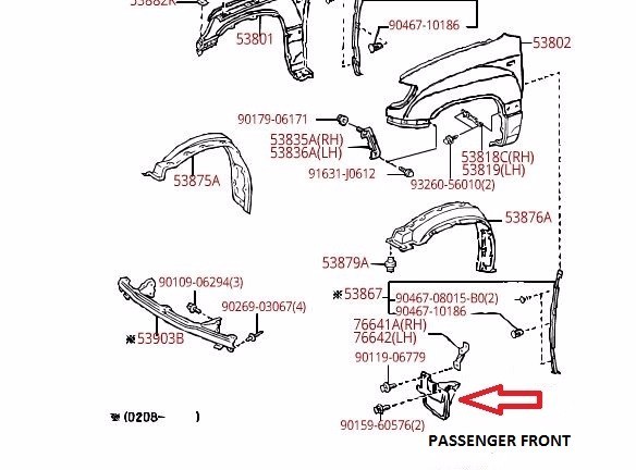 LEXUS FACTORY PASSENGER FRONT MUDGUARD / MUD FLAP 1998-2007 LX470 76621 ...