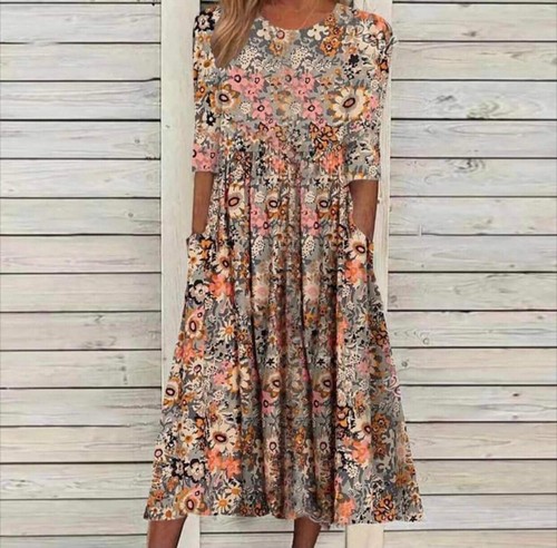 Cobalt Pink And Orange Cold Shoulder Pleated V-Neck Summer Maxi Dress ...