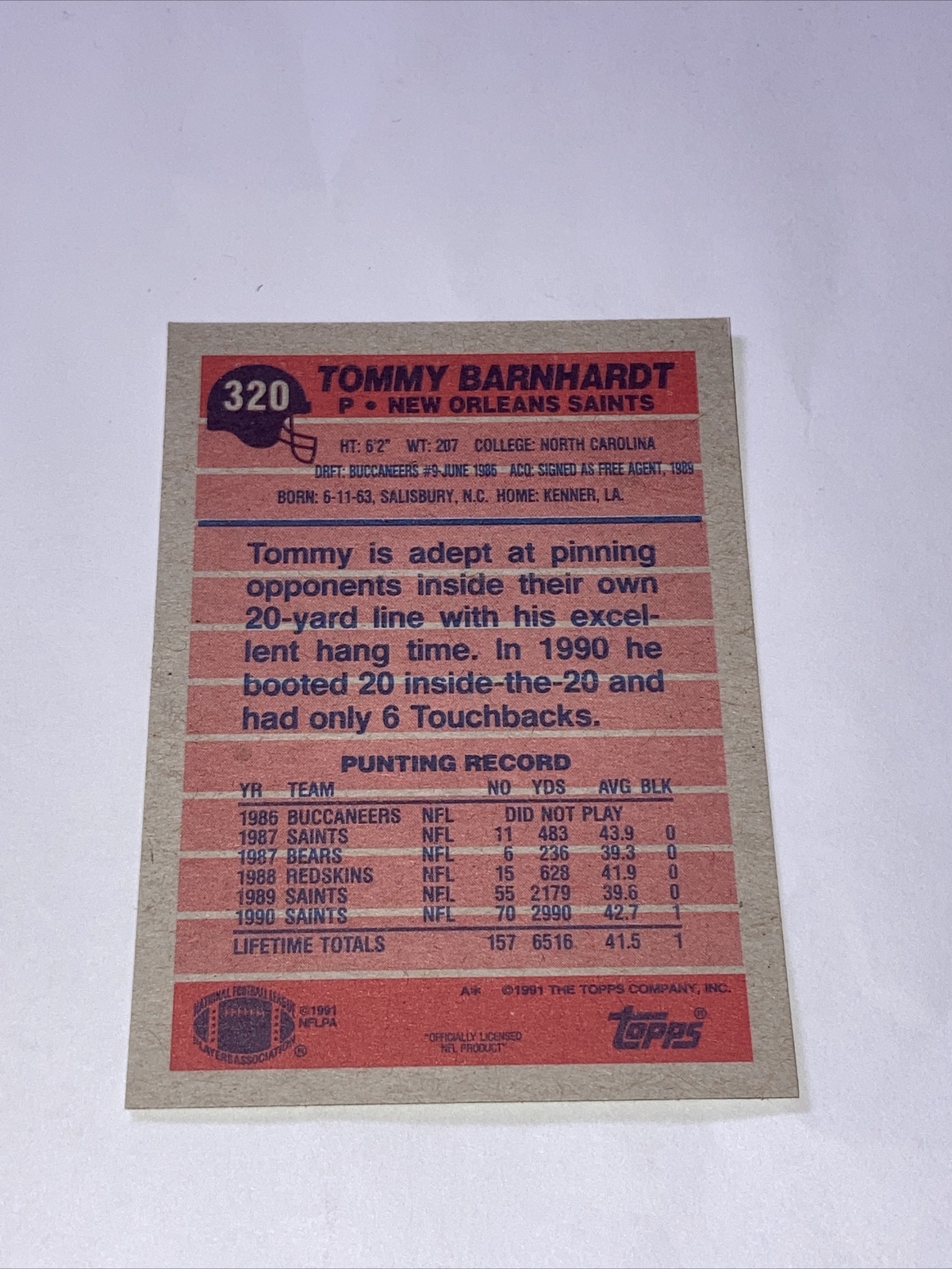 1991 Topps - #320 Tommy Barnhardt (RC) for sale online | eBay