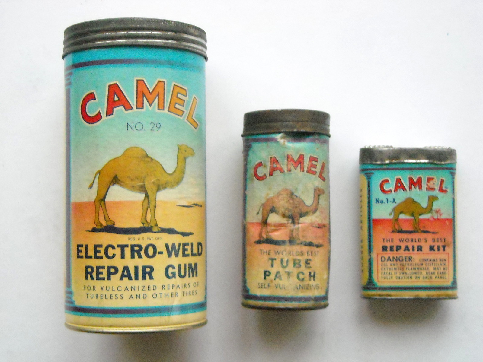 CAMEL - 3 tins- repair kit - repair gum - tube patch | eBay