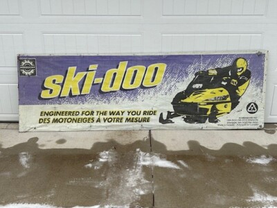 HUGE Vintage Ski-Doo MXZ Snowmobile Dealership Sign Crate 3ft x 8.5ft ...