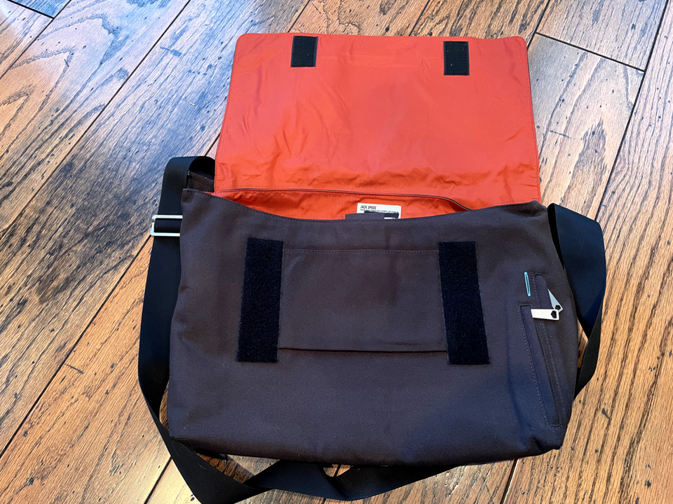 Jack Spade Messenger Bag, Brown Canvas, Orange liner, with laptop ...