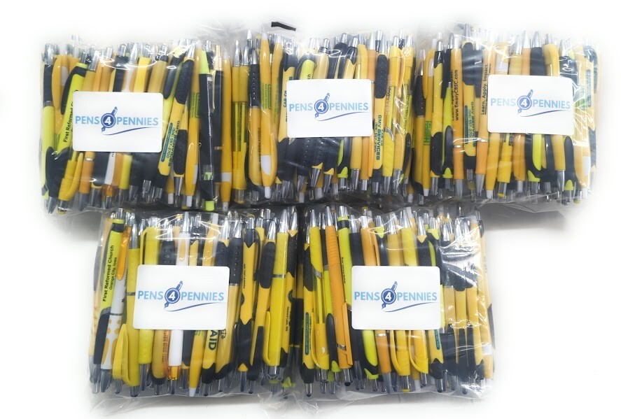 Bulk Misprint Pen Lots YELLOW NEON LEMON Ballpoint Click Pens 10/30/100 ...