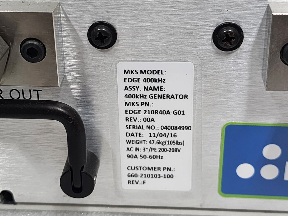 MKS RF GENERATOR EDGE210R40A-G01 P/N: 660-210103-100(As-Is) | eBay