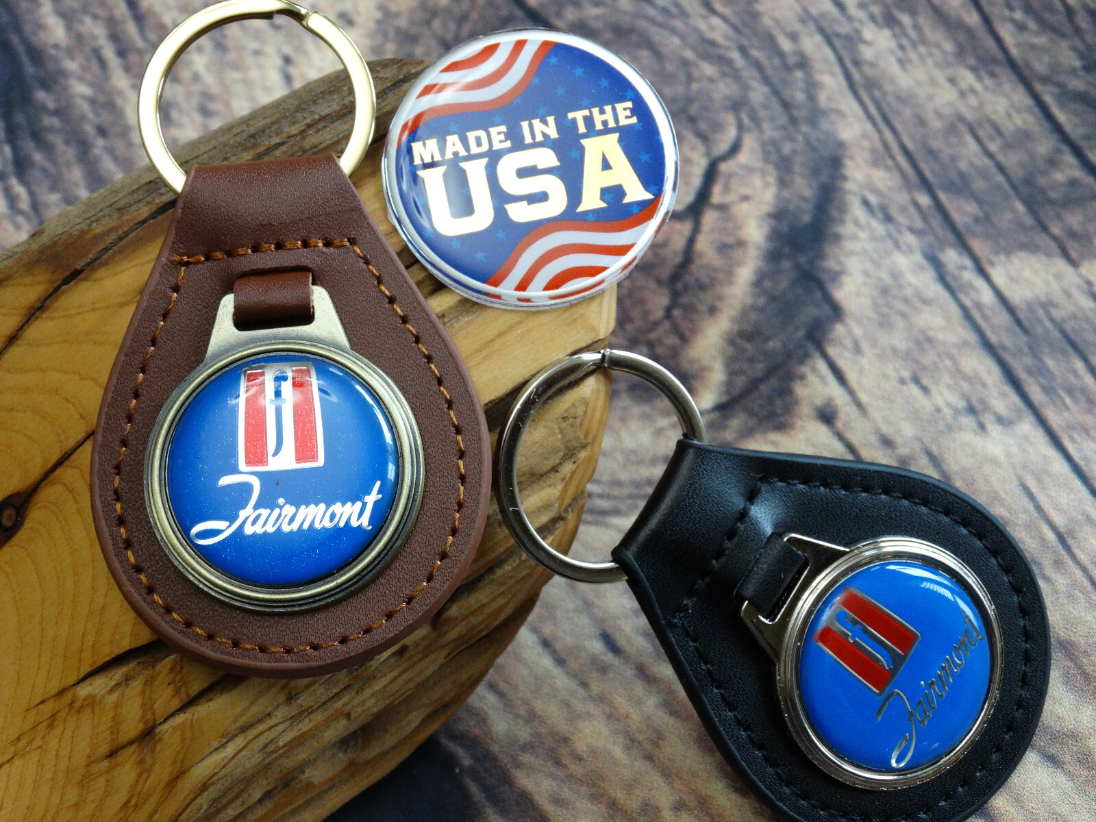 NEW RARE VINTAGE 1970's FORD FAIRMONT Genuine Leather Key Chain Ring ...