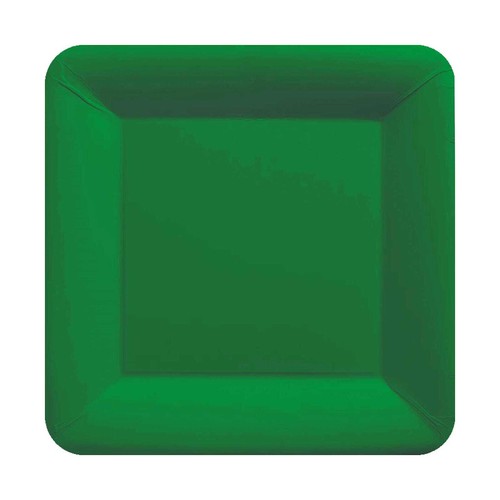 Festive Green Square 17cm Paper Party Plates Natural Coating NPC No ...