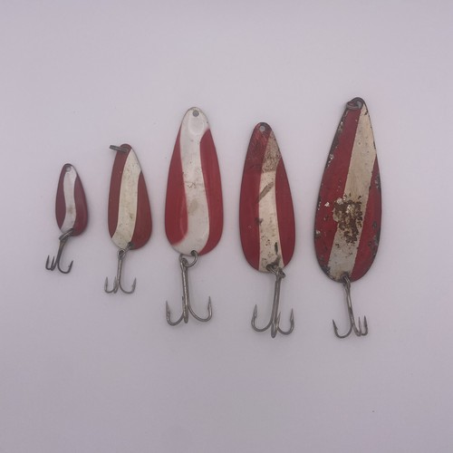 5 Vintage Red & White Spoon Fishing Lures Antique | eBay