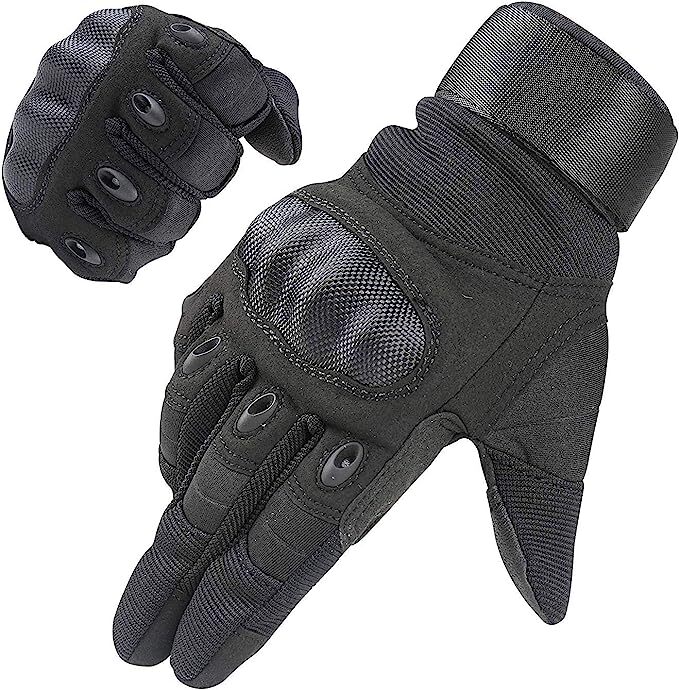 MENS BLACK MILITARY SECURITY COMBAT TACTICAL GLOVES HARD KNUCKLE ARMY ...