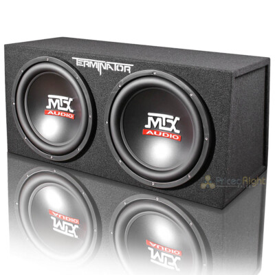 MTX Dual 12" Loaded Subwoofer Enclosure Sealed 2 Ohm Terminator 1200W ...
