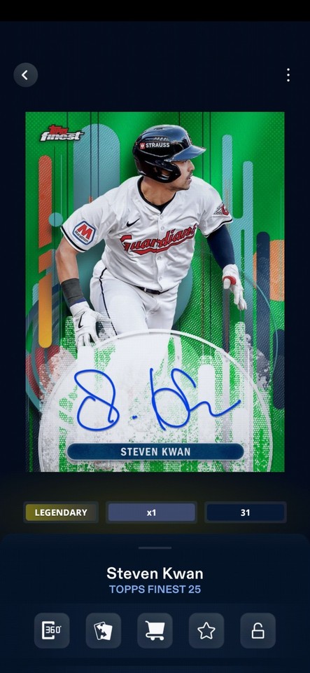 Steven Kwan Digital Bunt 2025 Green Finest Signature /75 | eBay
