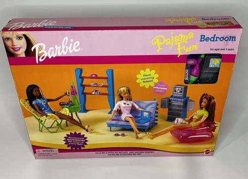 Vtg 1999 Barbie Pajama Fun Bedroom Play Set Futon Inflatable Chair ...