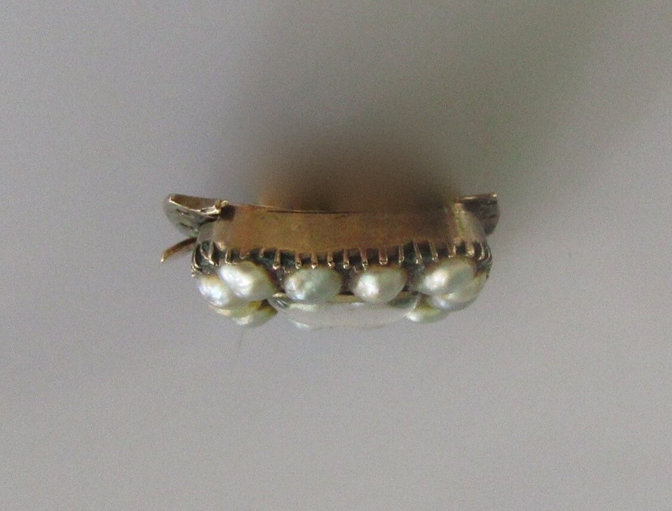 Georgian Gold Clasp - Multi Natural Pearl Oblong Clasp (For Necklace ...