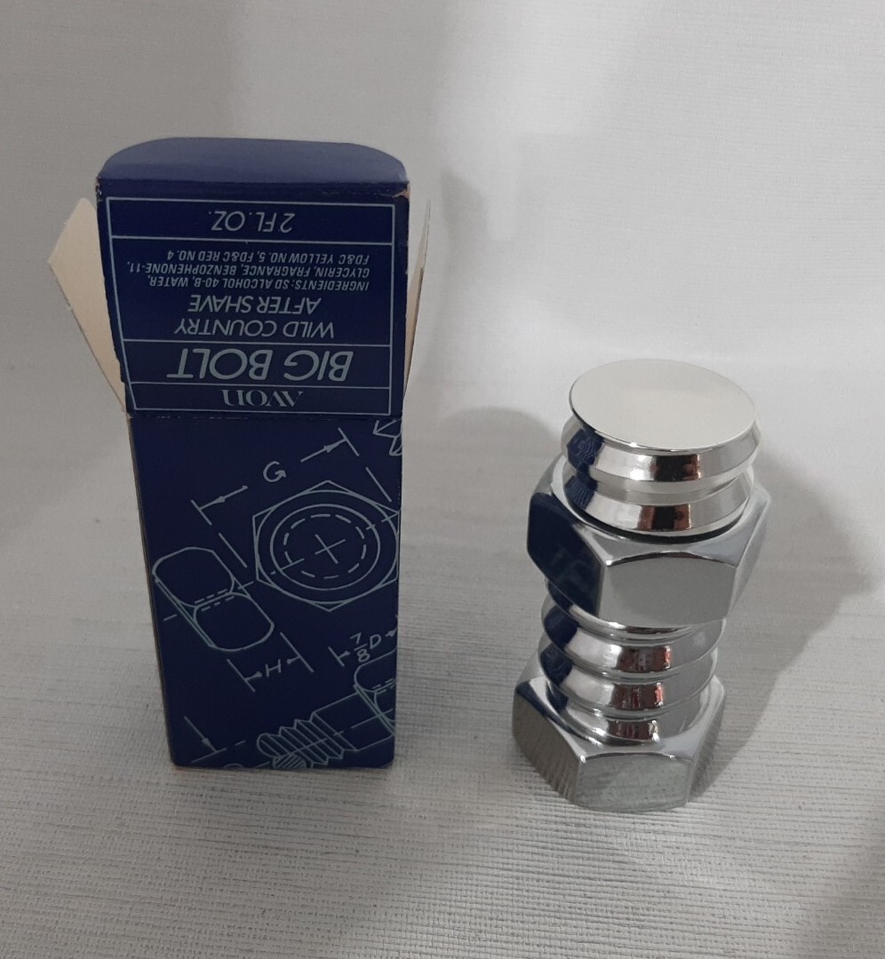Vintage Avon Big Bolt Wild Country Aftershave Perfume Bottle Silver ...
