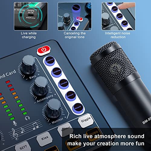 Audio Mixer,Audio Interface with DJ Mixer Live Sound Card M8 Live Sound ...