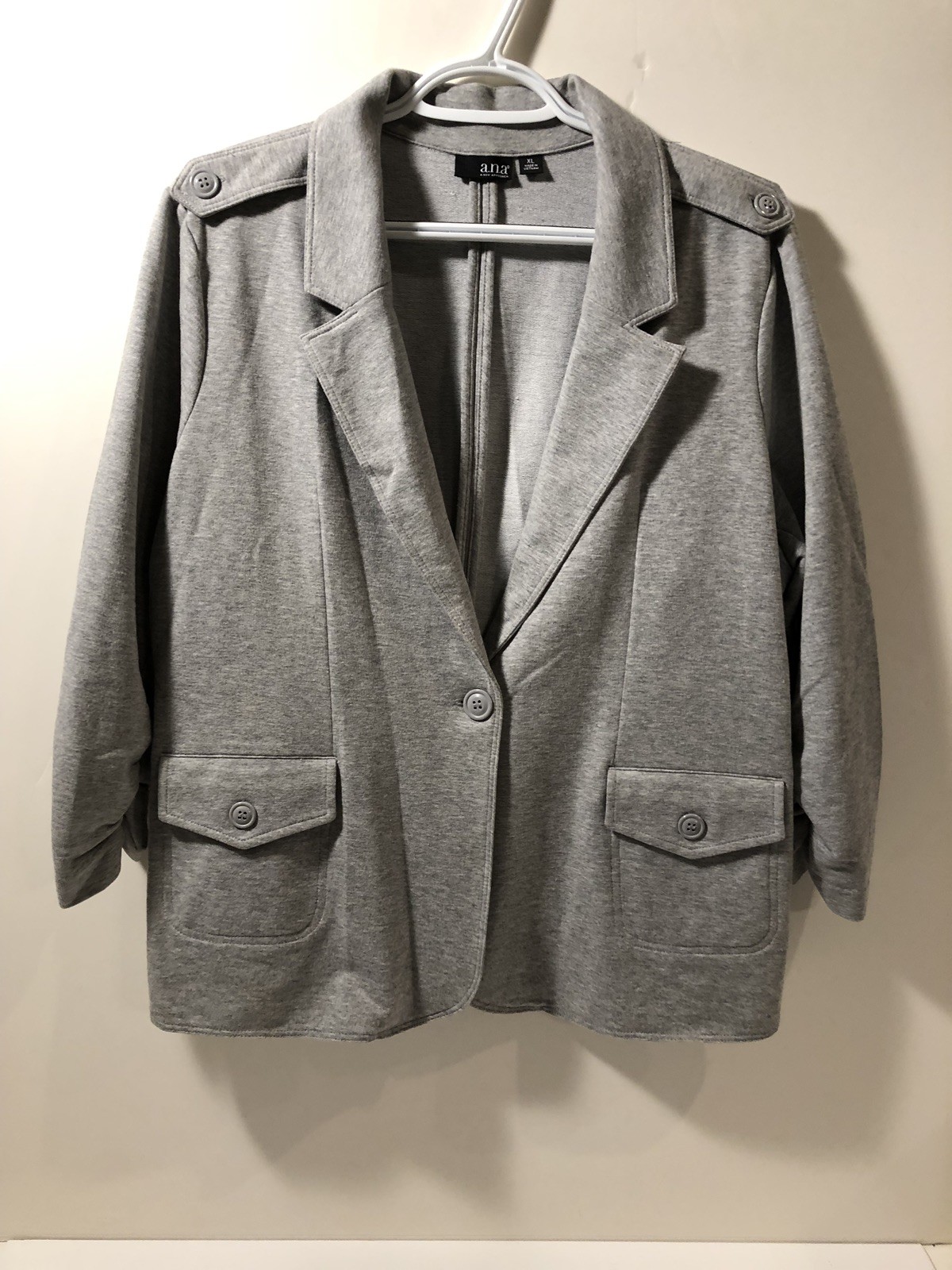 A.N.A. Womens XL Gray Jacket Button Front, Double Front pockets/ Double ...