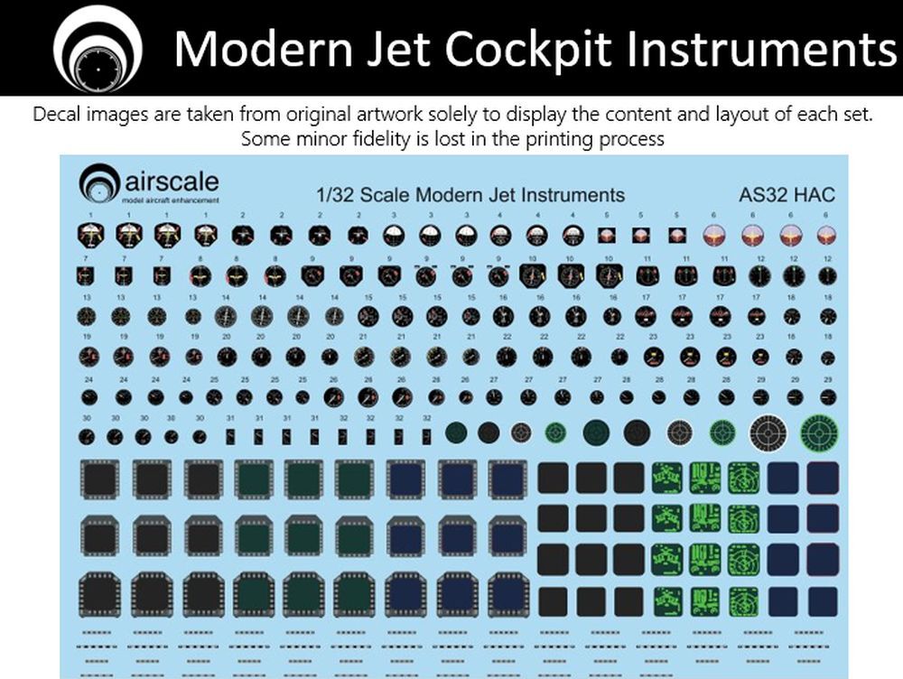 Airscale Modern Jet Cockpit Instrument Dial Decals - 1/32 Scale As32 ...