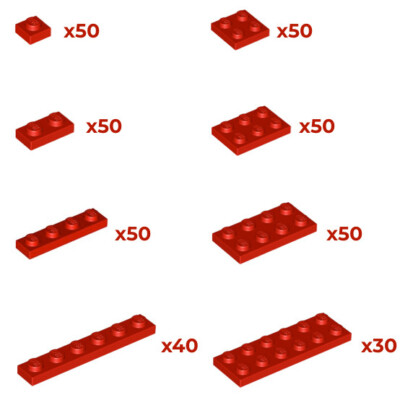 Lot of 370 LEGO Red Plates - 1x1, 1x2, 1x4, 1x6, 2x2, 2x3, 2x4, 2x6 | eBay
