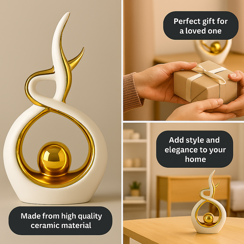 Modern Gold Abstract Ornament Sculpture – Elegant Ceramic Home Decor ...