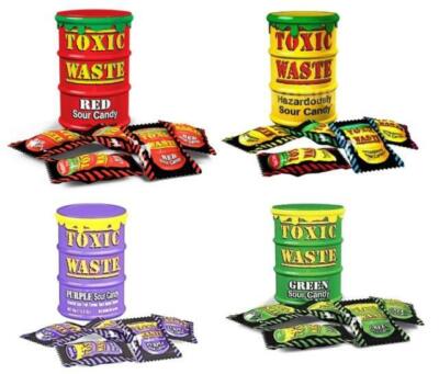 Toxic Waste RED YELLOW PURPLE GREEN sour tub sweets | eBay