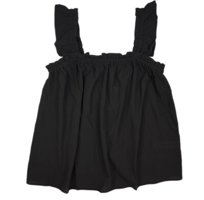 Small LuLaRoe Daisy Tank ruffle straps Solid Black fit 6/8 crepe ...