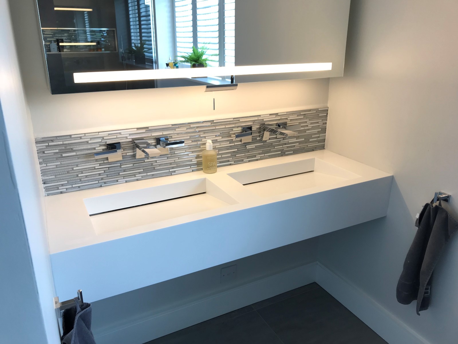 BESPOKE CORIAN WASH TROUGH WITH HIDDEN WASTE | eBay UK