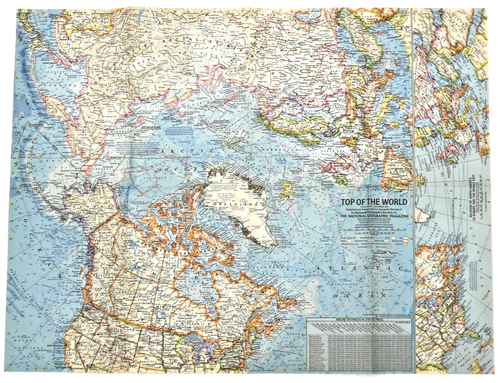 ⫸ 1965-11 November Vintage TOP OF THE WORLD – National Geographic Map ...