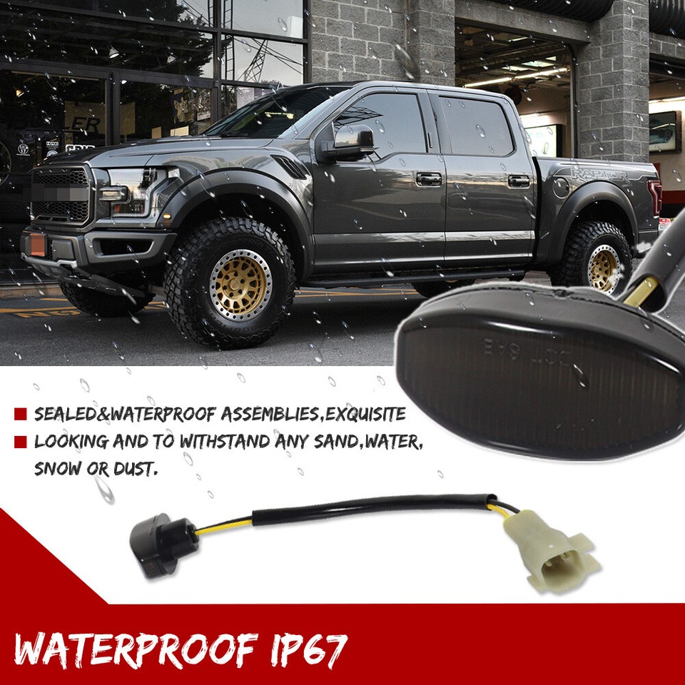 4PCS Smoked LED Strip Fender Marker Corner Lights For 17-up Ford F150 ...