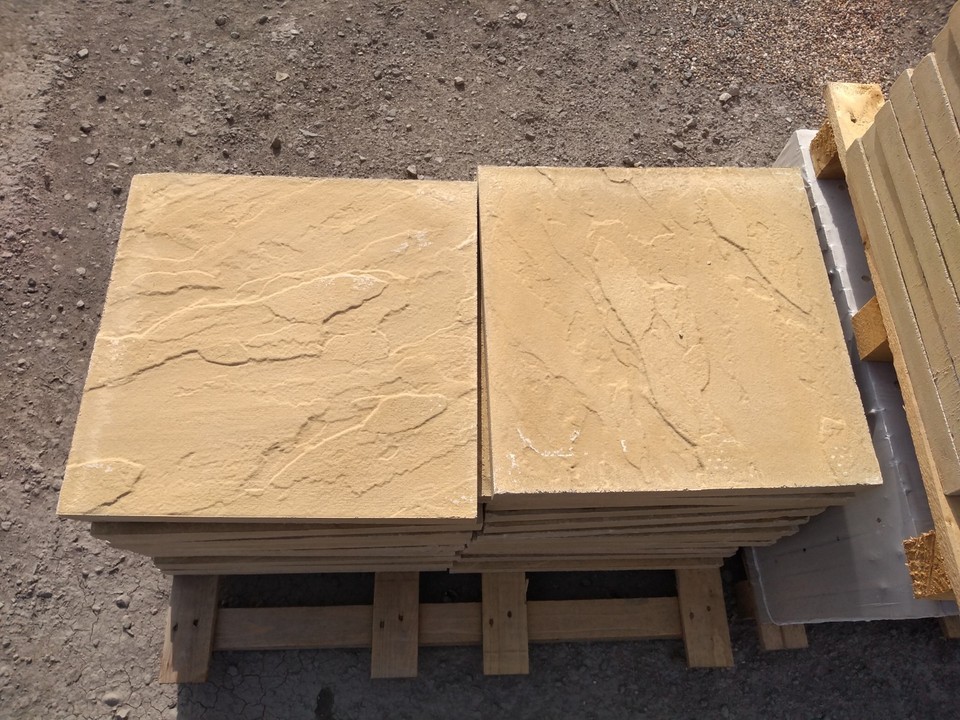 Cheap Slabs: 450x450mm Riven Buff Paving Slabs, Slight Seconds ...