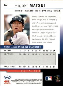 Hideki Matsui 2004 Leaf 57 New York Yankees Baseball Card | eBay