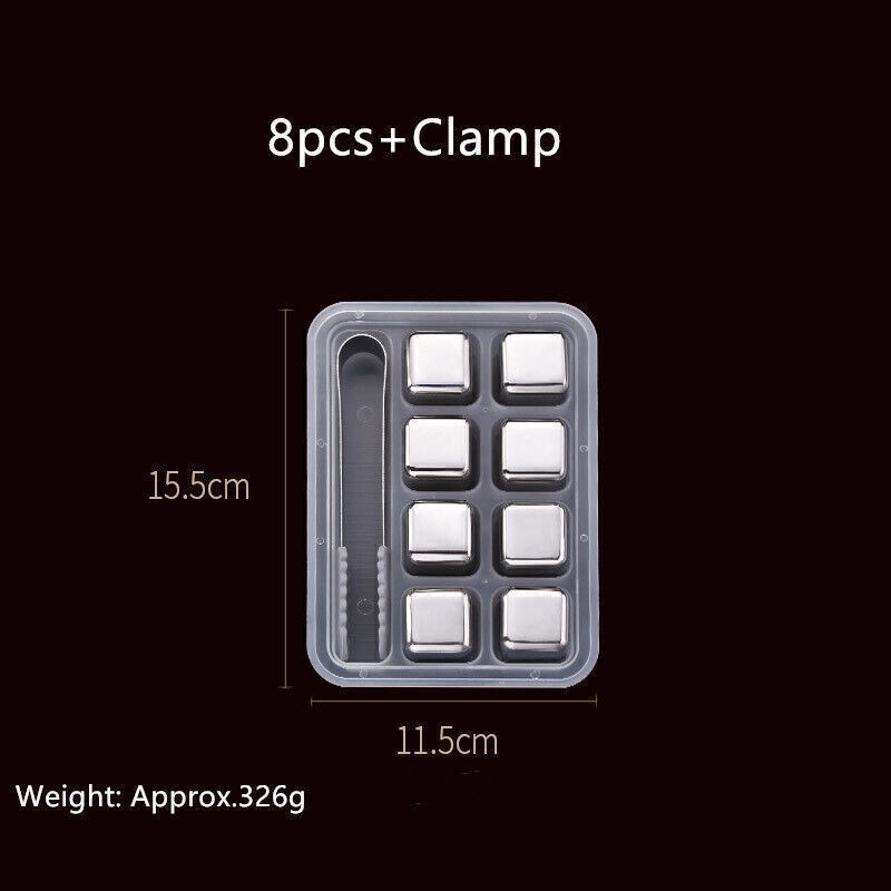 Reusable Whiskey Stones Stainless Steel Ice Cube Set Wine Whisky ...