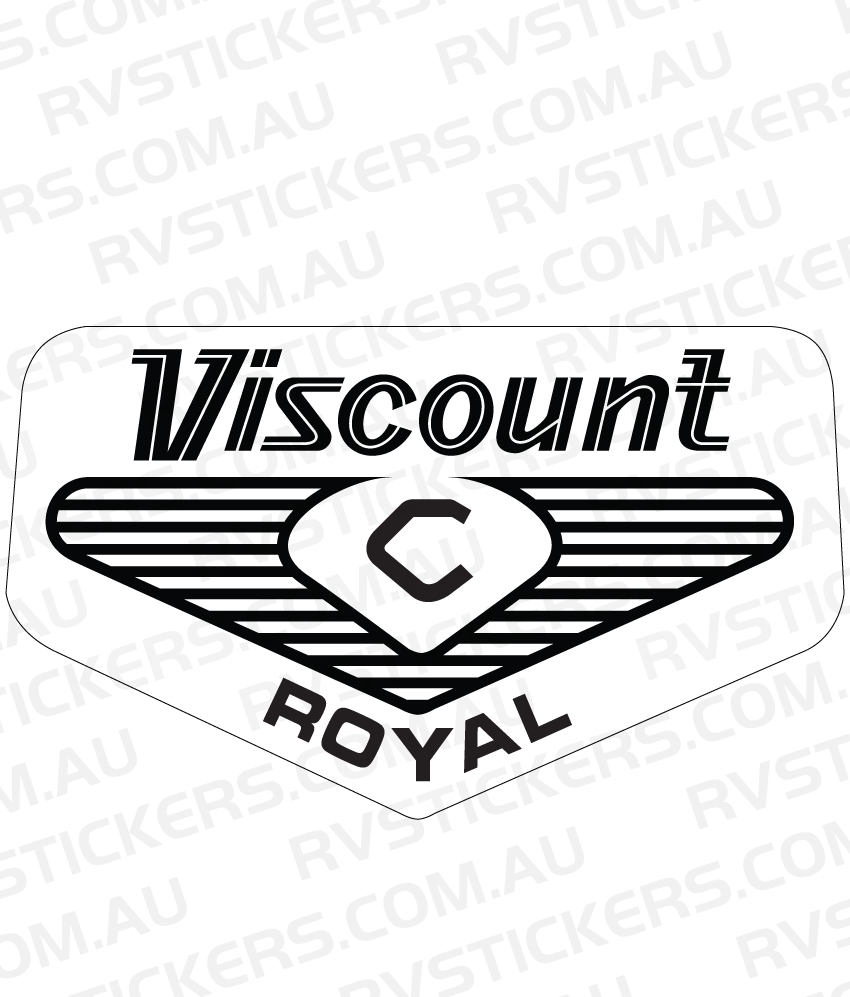 VISCOUNT 1970s ROYAL LOGO BLACK 340mm, vintage retro Caravan decal ...