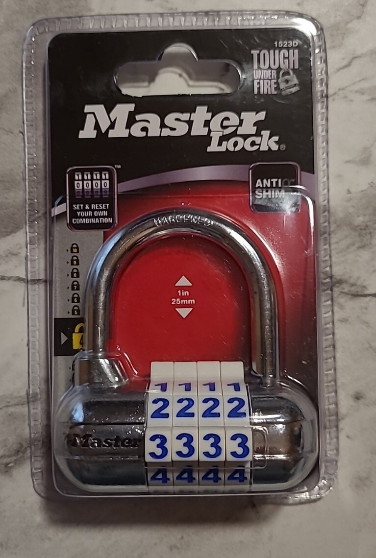 New Master Lock Padlock 1523D Set Your Own Combination White Dials 2-1 ...