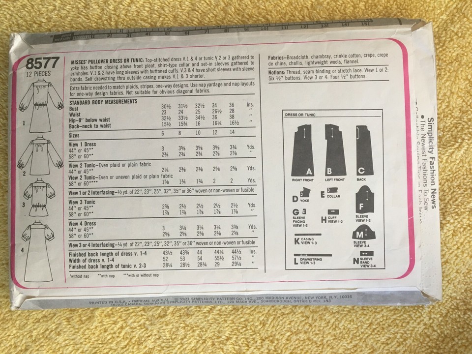 Simplicity Patterns (W) ~ CUT PATTERNS ~ All are Size 12 ...