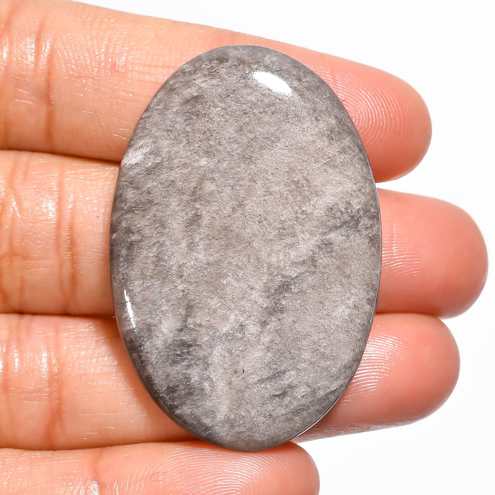 Silver Sheen Obsidian Oval Shape Cabochon Gemstone 44.5 Ct. 41X27X5 mm ...